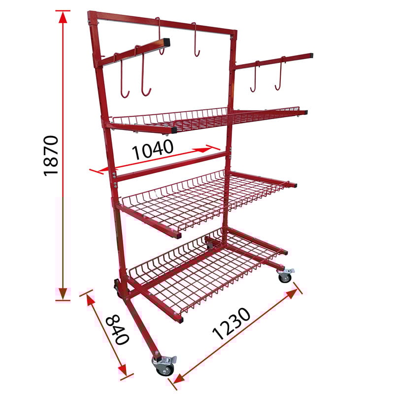 Multi Storage Parts Cart - 3 Shelf - ALP OZ Auto Moulds