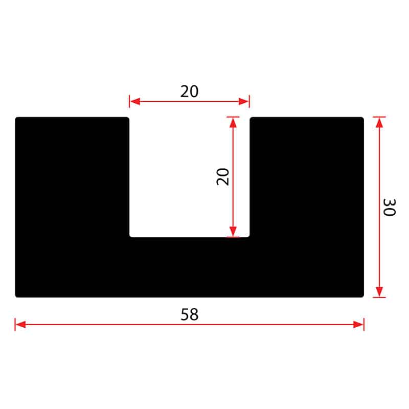 GLAZING TRUCK U Channel - EPDM - 1m Length - ALP OZ Auto Moulds