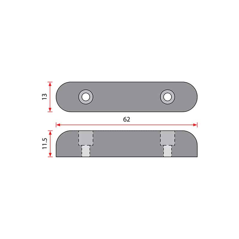 Black Rubber Buffer Strip - 13W x 11.5H x 62L - Pkt 100 - ALP OZ Auto ...